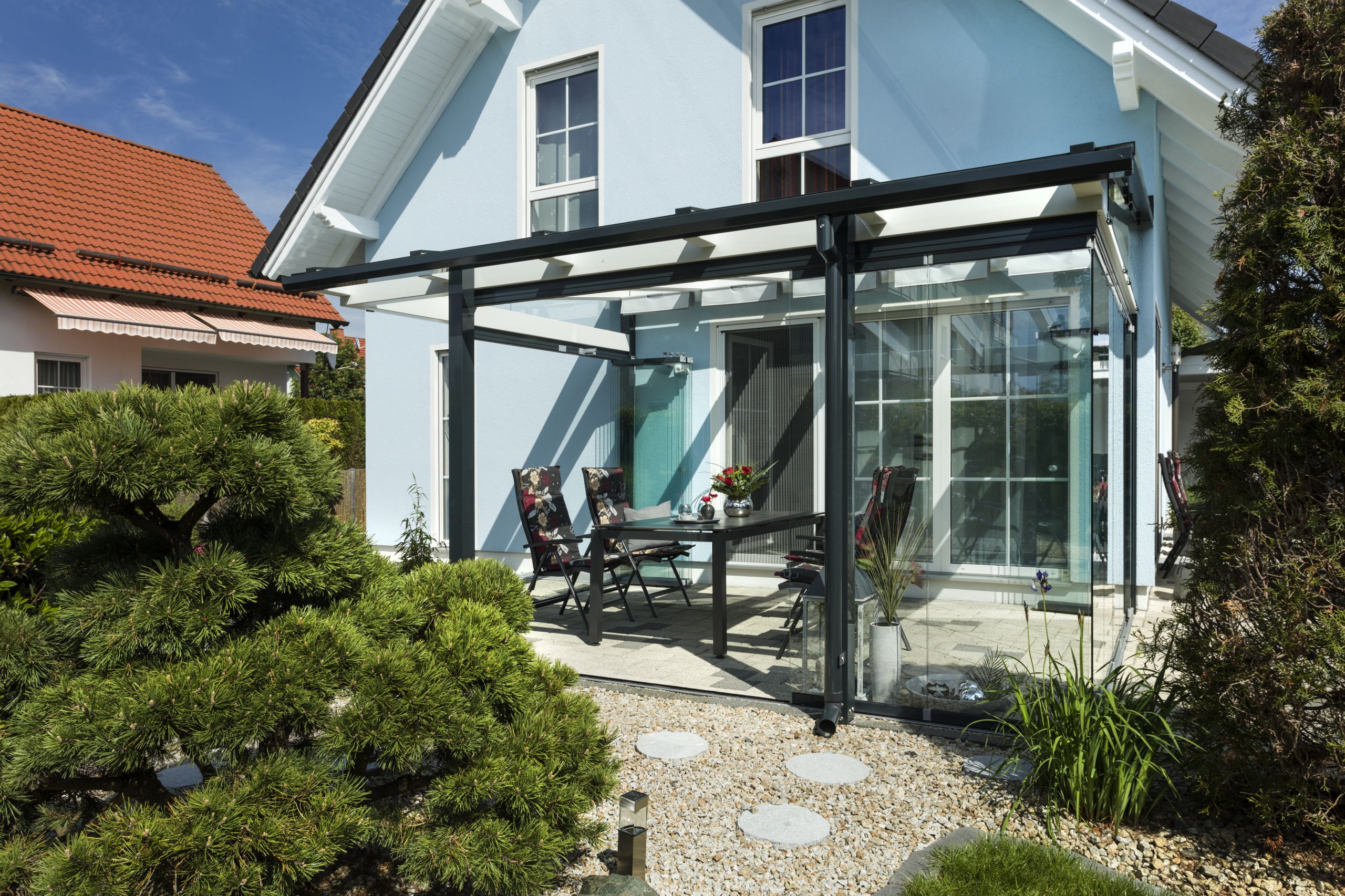 Holz - Alu Terrassenüberdachung in Hof - BAUMANN Wintergarten