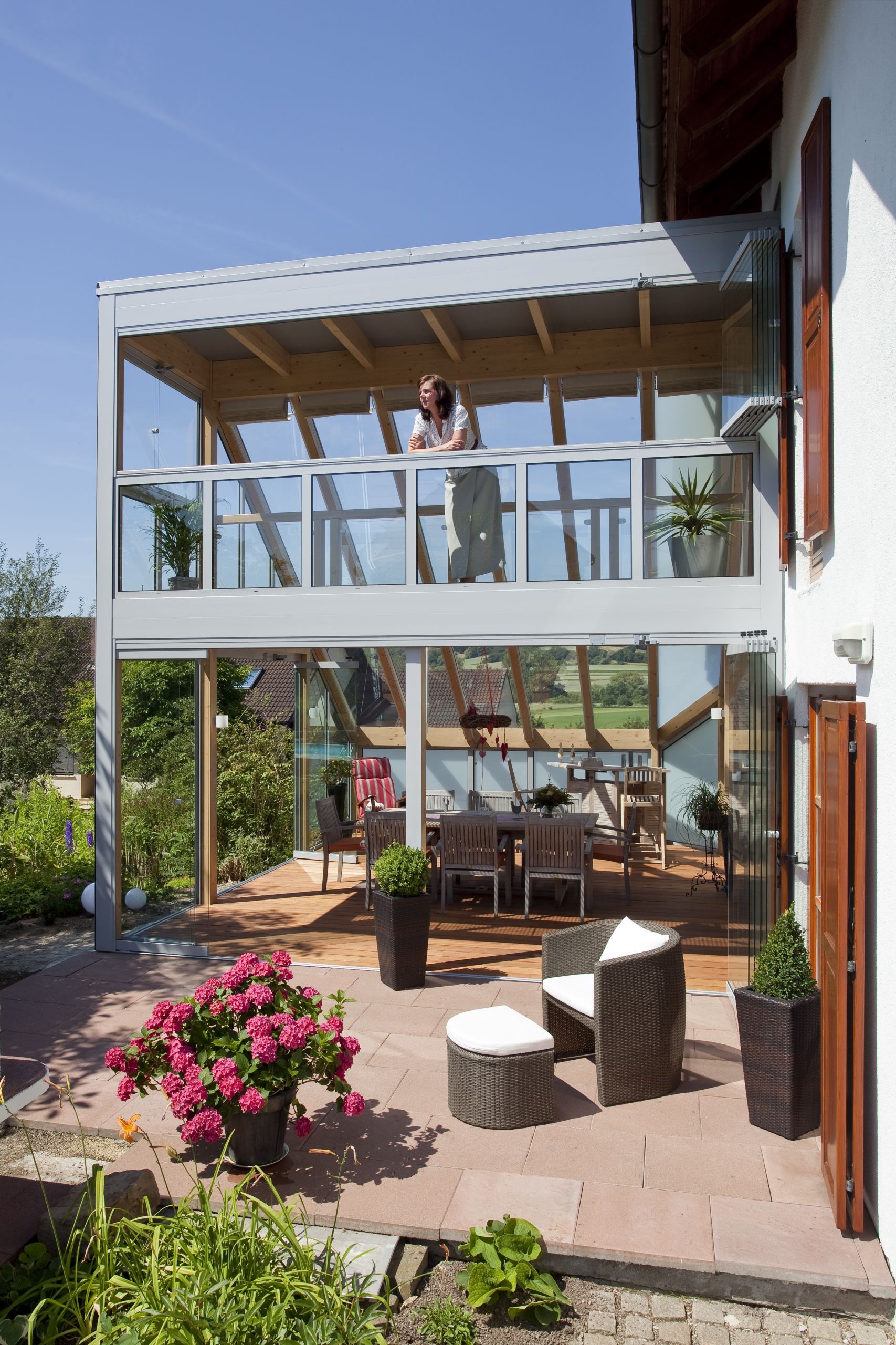 Zweistöckige Terrassenüberdachung Holz - Alu in Bamberg - BAUMANN ...